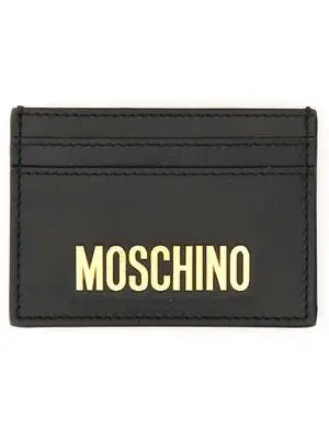 Moschino Mini Card Holder With Logo Dimensions H 7 Cm X L 10 Cm - Black