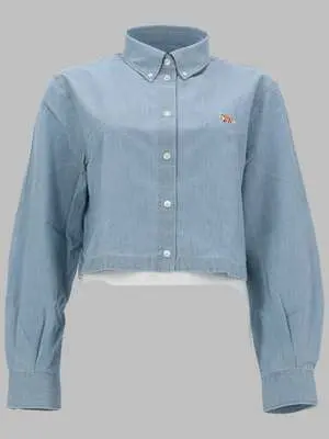 Maison Kitsuné Embroidered Cotton Shirt - Denim
