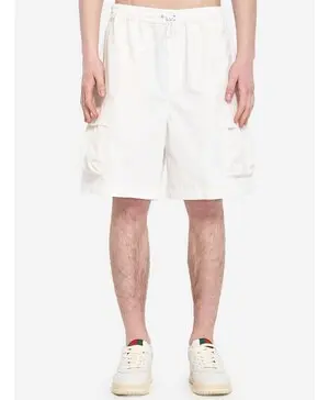 Gucci Bermuda Shorts With Elastic Drawstring Waist And Web Print - White