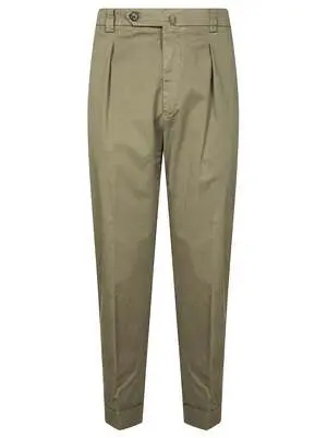 BERWICH Relaxed Fit Cotton Blend Trousers - Verde