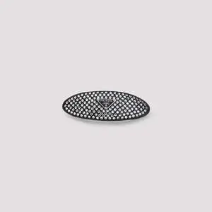Prada Satin And Crystal Hair Clip - Metallic