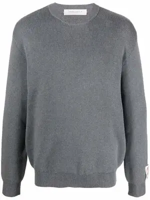 GOLDEN GOOSE Crew Neck Sweater With Logo Patch - Grey