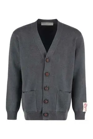 GOLDEN GOOSE Cotton Cardigan With Back Logo - Grey
