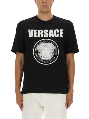 Versace T-shirt With Logo - Black