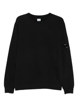 C.P. COMPANY Light Fleece Crewneck Sweatshirt With Zip Pocket And Lens - Black