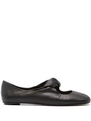 Alexander McQueen Twist Detail Leather Ballet Flats - Black