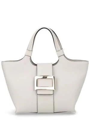 ROGER VIVIER Belle Vivier Mini Shopping Bag In Leather - White