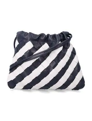 Bottega Veneta Mini Intrecciato Leather Drawstring Handbag - Space Chalk