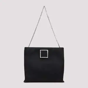ROGER VIVIER Trompette Strass Soft Satin Clutch - Black