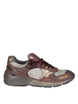 GOLDEN GOOSE Running Dad Leather Upper Laminated Star Sneakers - Marrone
