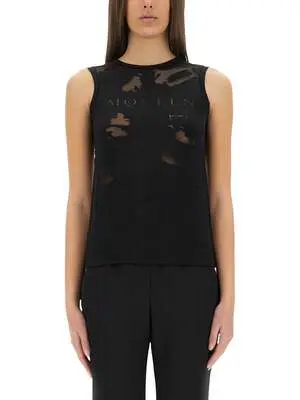 Alexander McQueen Sheer Top With Transparent Inserts