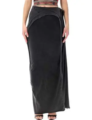 Ottolinger Draped Maxi Skirt With Front Slit - Washed Black