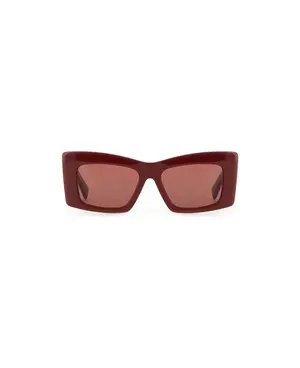 Gucci Oversized Square Sunglasses With Logo Temples - Red