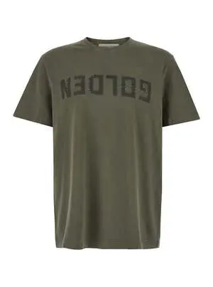 GOLDEN GOOSE T-shirt With Golden Lettering - Green