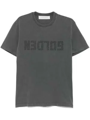 GOLDEN GOOSE Vintage Effect Cotton Logo T-shirt For - Grigio