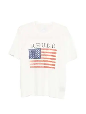 Rhude Short Sleeve Graphic Print T-shirt Size - White
