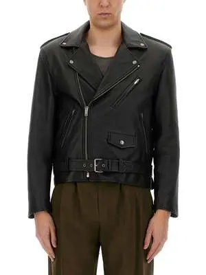 Saint Laurent Leather Biker Jacket - Black