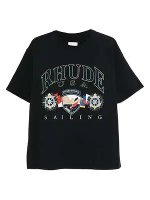 Rhude Sailing-inspired Graphic Tee - Black