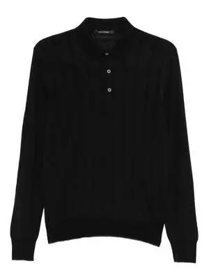 Tagliatore Classic Long Sleeve Polo - Black