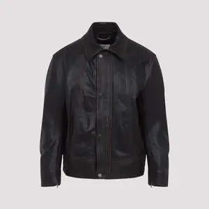 GOLDEN GOOSE Nappa Leather Bomber Jacket - Black