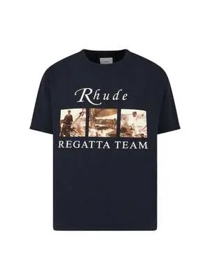 Rhude Classic Crew Neck T-shirt With Front Print - Black