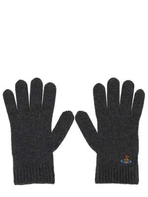 VIVIENNE WESTWOOD Orb Appliqué Cashmere Gloves - Grey