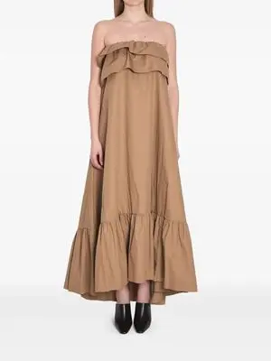 Saint Laurent Flounce Cotton Midi Dress