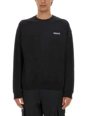 Versace Cotton Crewneck Sweatshirt - Black