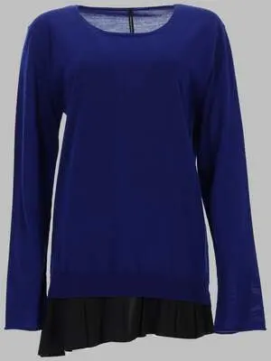 PIERANTONIOGASPARI Virgin Wool Sweater With Pleated Hem - Blue