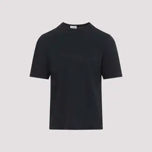 Saint Laurent Short-sleeve Crewneck T-shirt Made With Certified Cotton, Featuring A Tonal Embroidery On The Chest - Black