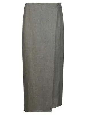 Herno Linen Skirt With Asymmetric Hem And Pockets