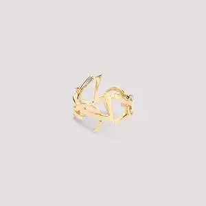 Saint Laurent Cassandre Ring In Brass - Metallic