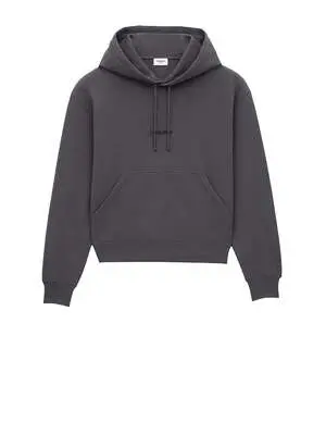 Saint Laurent Fleece Hoodie With Tonal Embroidery - Grey