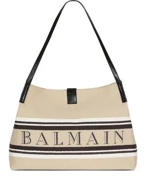 Balmain Monogram Shoulder Bag - Beige