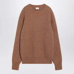 Saint Laurent Oversized Chunky Knit Alpaca Sweater With Round Neck And Ribbed Trims - Beige