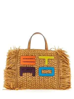 Etro Fringed Raffia Tote Bag - Brown