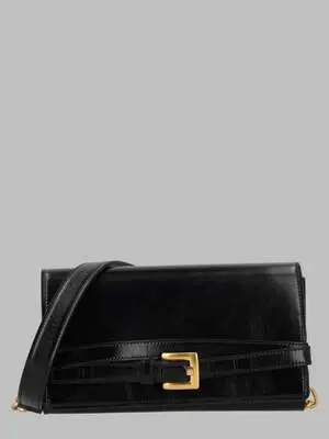 Balmain Mini Shoulder Bag With Gold Tone Buckle