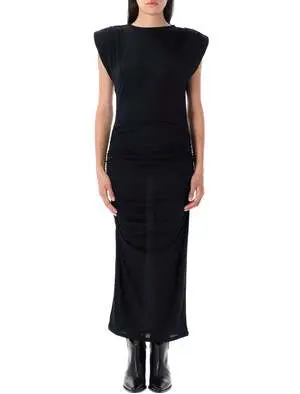 MARANT ETOILE Padded-shoulder Midi Dress - Black