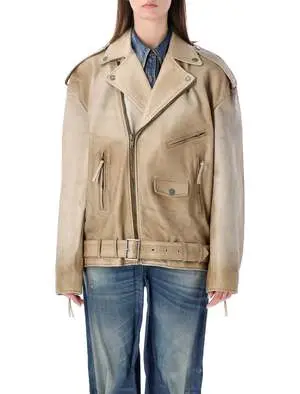 GOLDEN GOOSE Phoebe Leather Biker Jacket - Blue