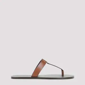Saint Laurent Leather Flat Sandals - Brown