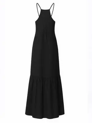 MARANT ETOILE Tiered Ruffled Cotton-blend Maxi Dress - Black