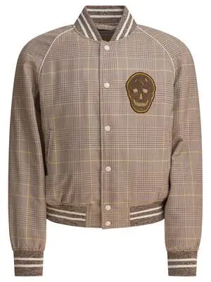 Alexander McQueen Embellished Plaid Wool Blouson Jacket - Beige