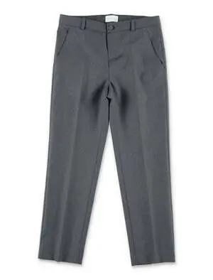 Gucci Wool Twill Trousers With Embroidered Detail And Tailored Crease - Grey
