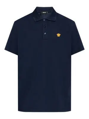Versace Medusa Embroidered Pocket Polo Shirt - Blue