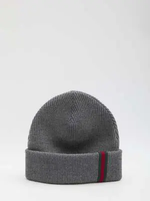 Gucci Wool Beanie With Web Detail - Grey