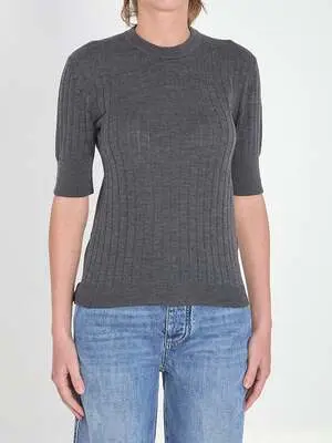 Bottega Veneta Ribbed Short-sleeve Wool Sweater