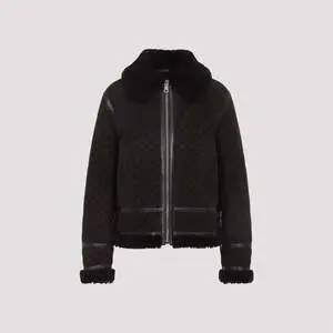 Gucci Printed Suede Shearling Jacket