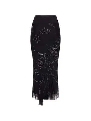 Rick Owens Silk Chiffon Mini Skirt With All-over Print - Black