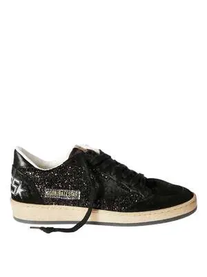 GOLDEN GOOSE Sneakers Ball-star In Suede E Glitter - Nero