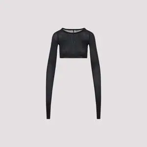 Rick Owens Cropped Long-sleeved T-shirt - Black